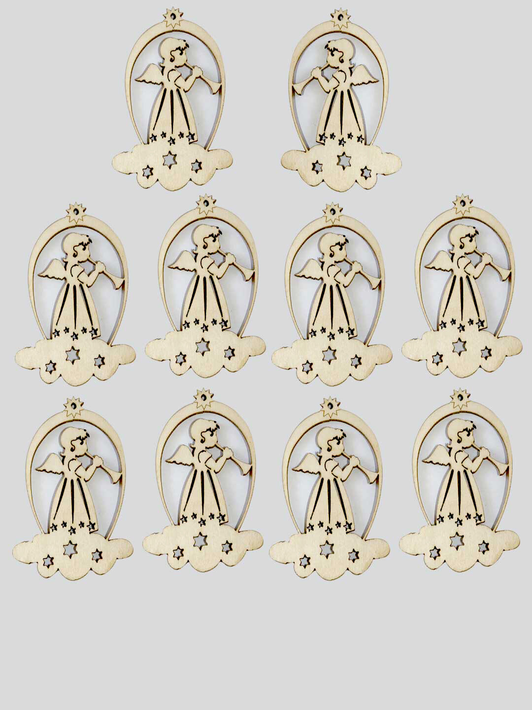 BOGATAstudio /Деревянная заготовка для декора Ангелочек, подарок, комплект 10 штук.