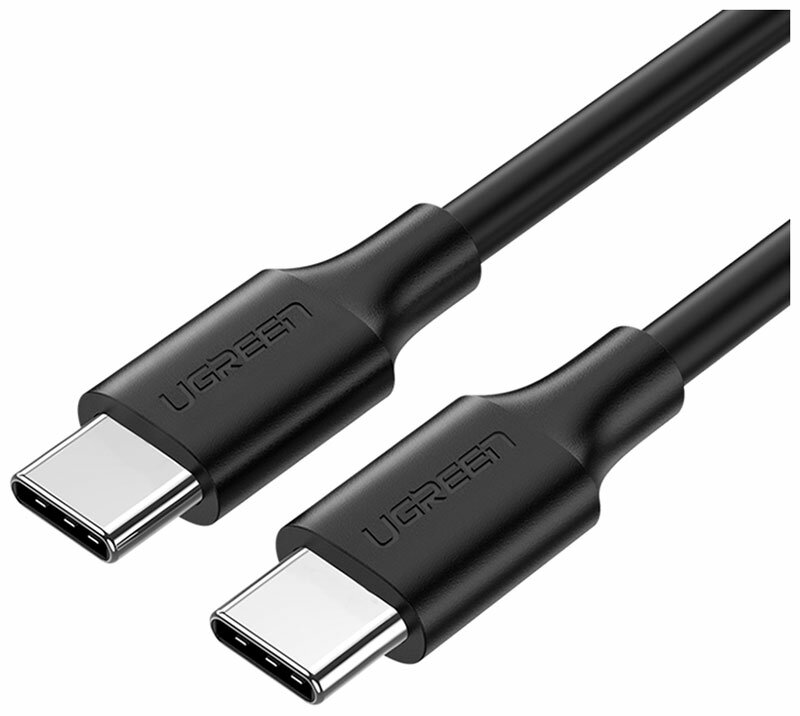Кабель для зарядки и передачи данных Ugreen USB C 2.0 Male - USB C 2.0 Male, 3A, 0.5 м, резиновое покрытие (50996) черный