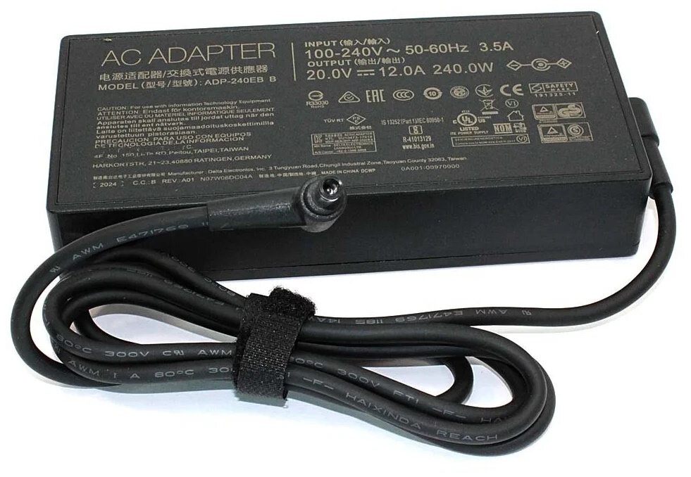 Блок питания для ноутбука Asus 6.0x3.7мм, 240W (20V, 12A) с сетевым кабелем