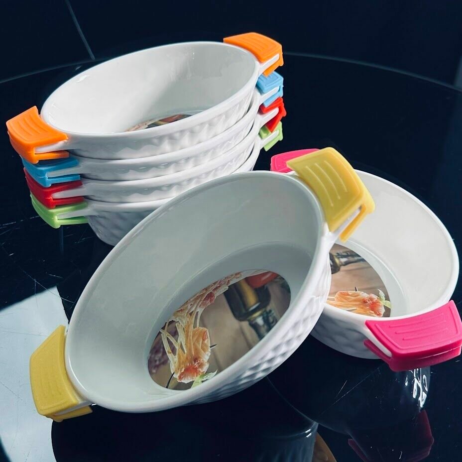 Набор из 6 овальных салатников 19см с силикон. ручками