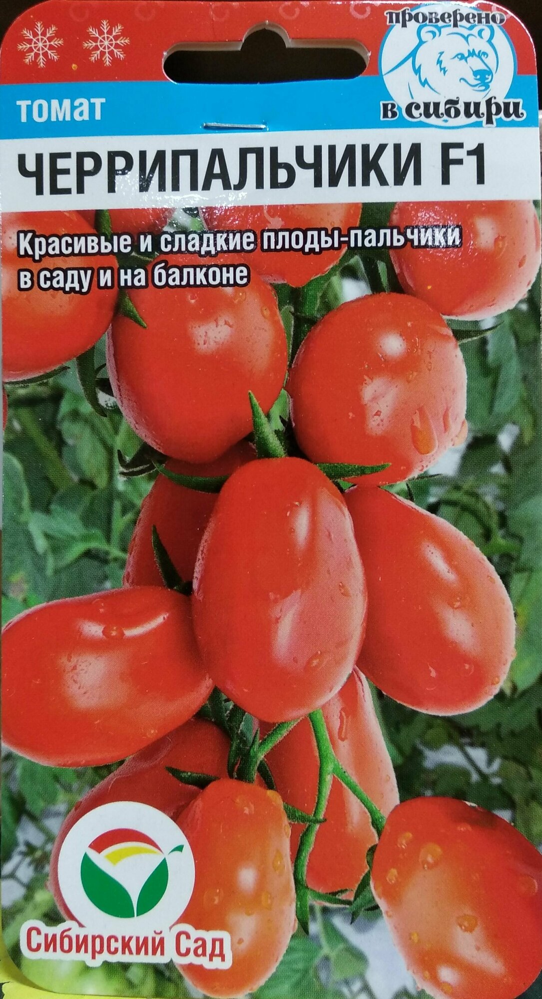 Томат Черрипальчики F1 (Сибирский сад), очень ранний компактный мелкоплодный десертный сорт, красивые и сладкие плоды-пальчики в саду и на балконе, 15 семян