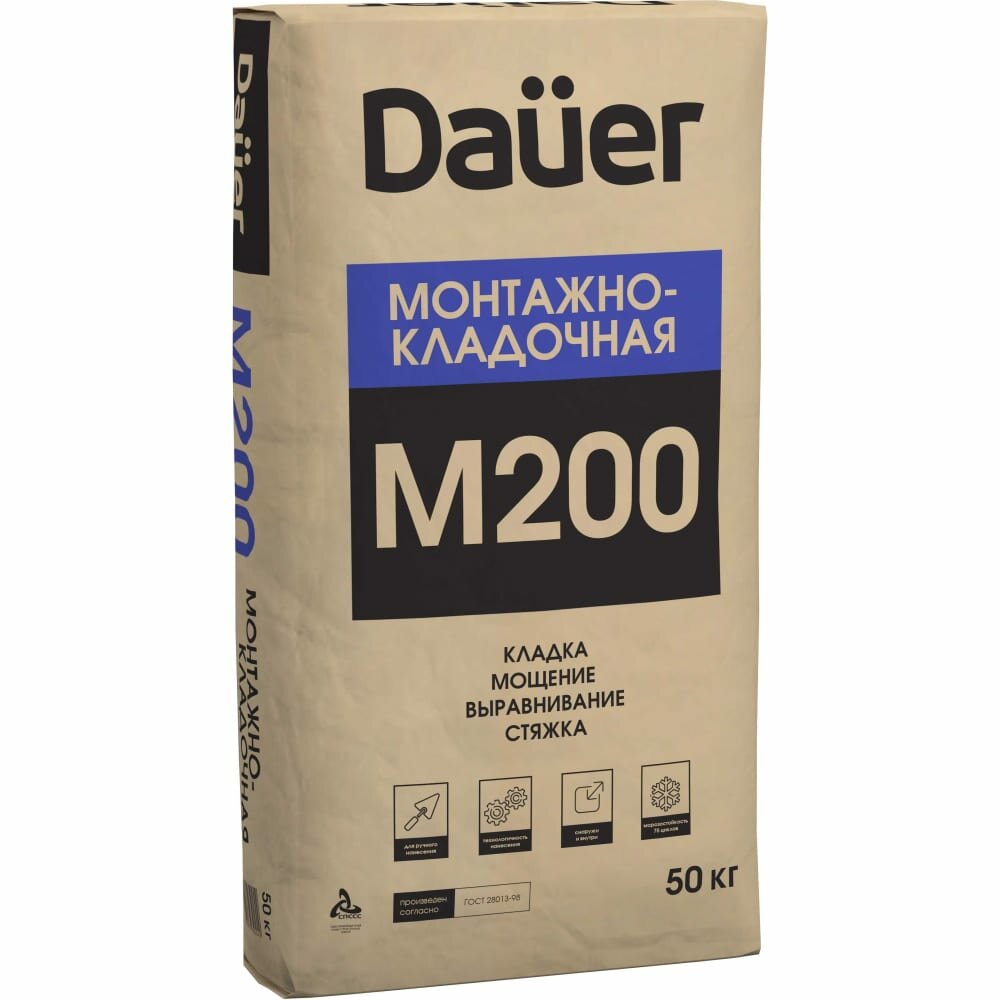 Монтажно-кладочная сухая смесь Dauer м-200 50 кг Z-20*50