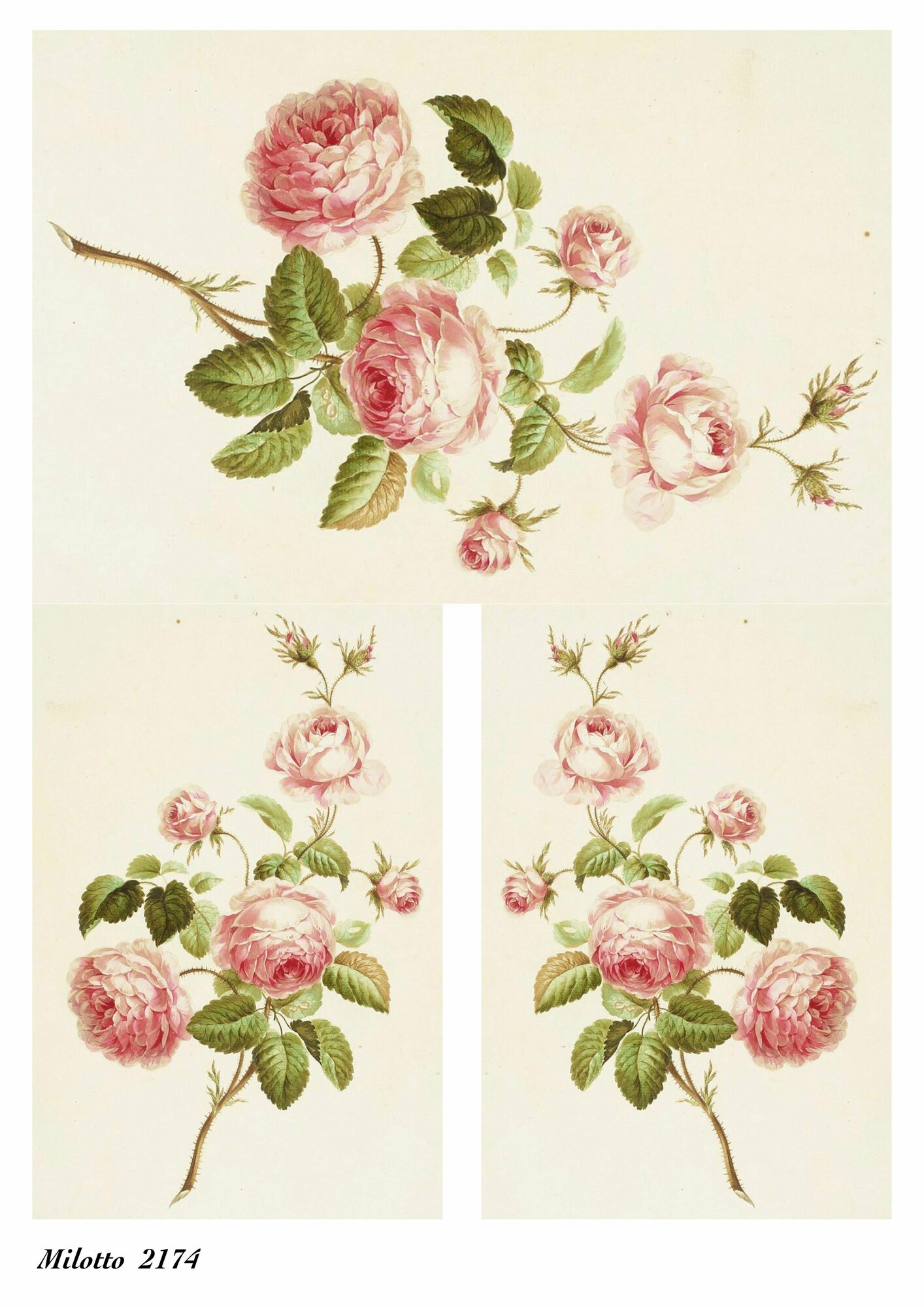 Декупажная карта А4 рисовая бумага цветы розы 2174