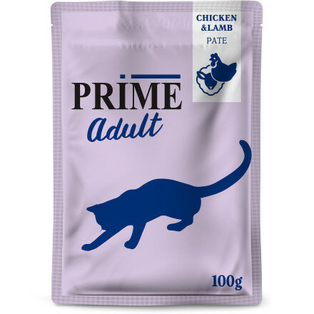 PRIME пауч 100г Паштет из курицы и ягненка, для кошек