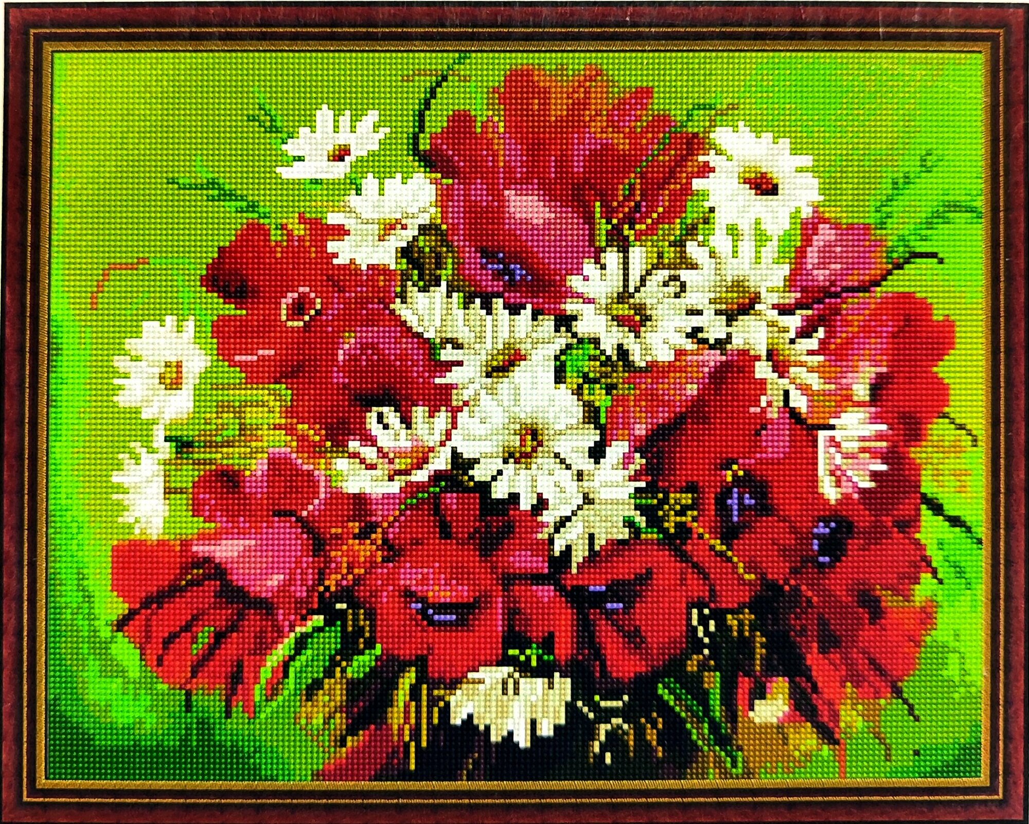 Алмазная мозаика Paintboy "Цветы", 40х50 см, круглая форма страз, акрил