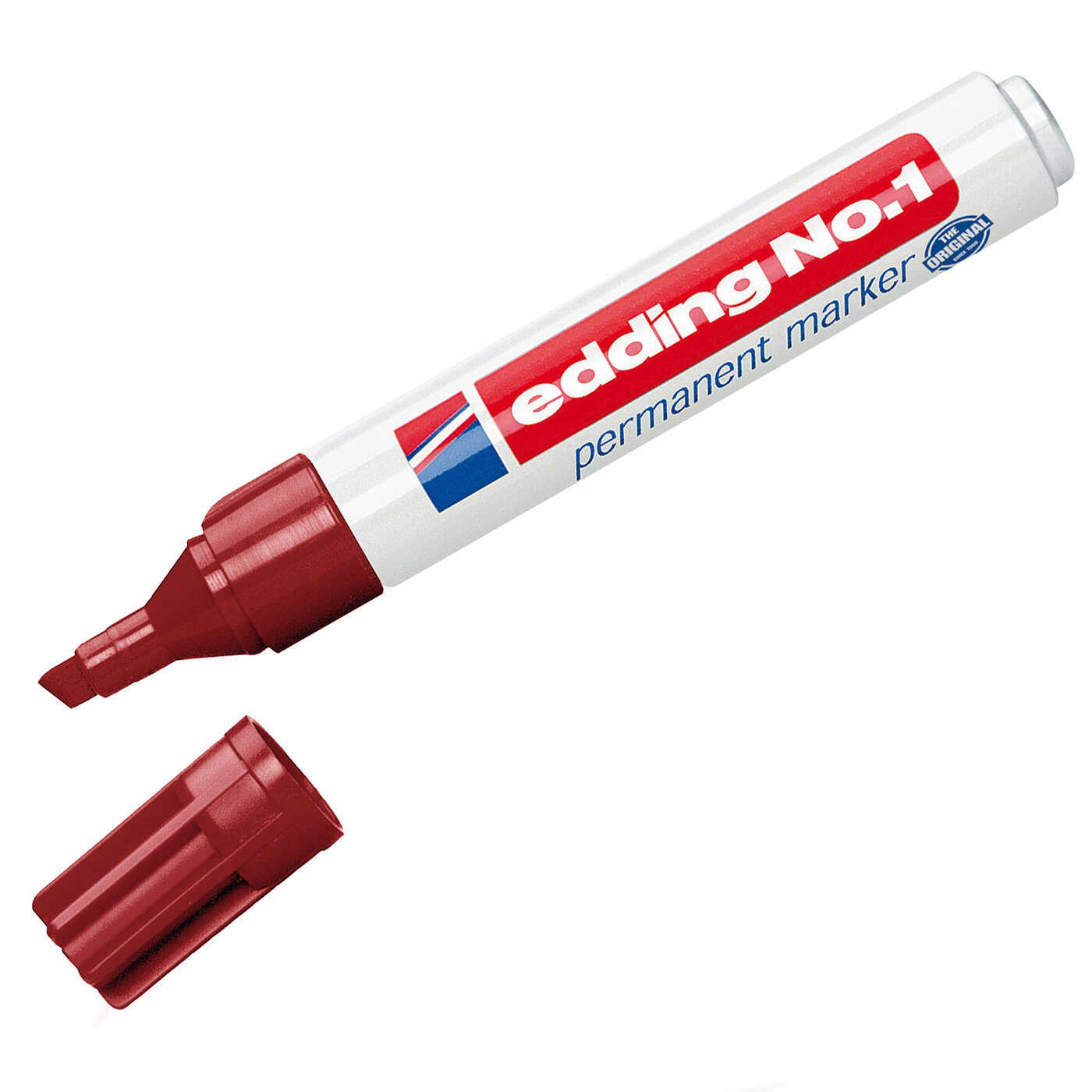 Маркер Edding 1, перманентные чернила, круглый корпус, красный