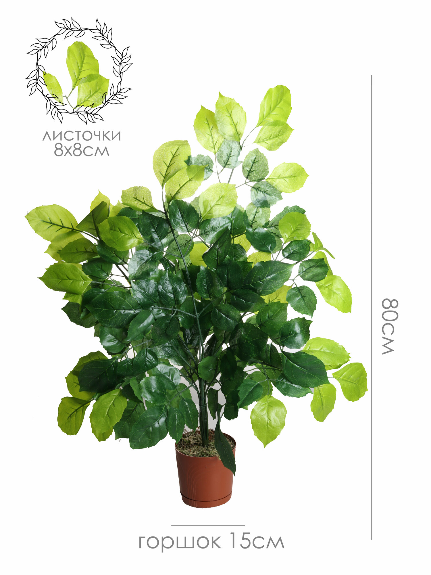 Искусственное растение Holodilova "Яблоня", 70см, реалистичная листва, зеленый цвет