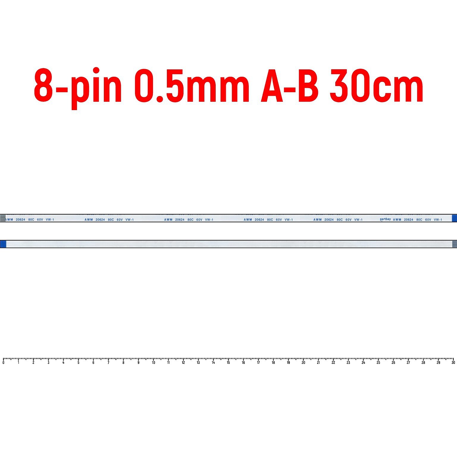 Шлейф FFC 8-pin Шаг 0.5mm Длина 30cm Обратный A-B