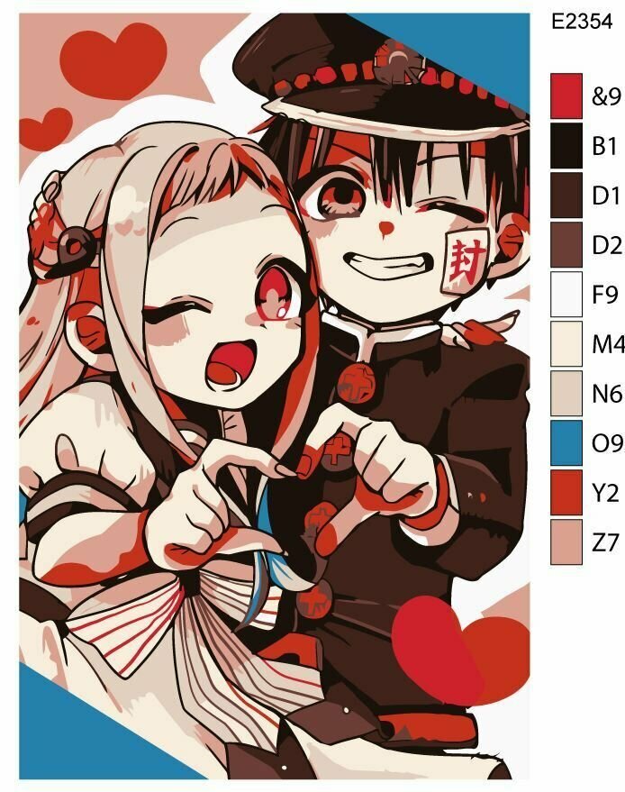 Детская картина по номерам E2354 "Аниме Туалетный мальчик Ханако. Ясиро Нэнэ и Ханако" 20x30