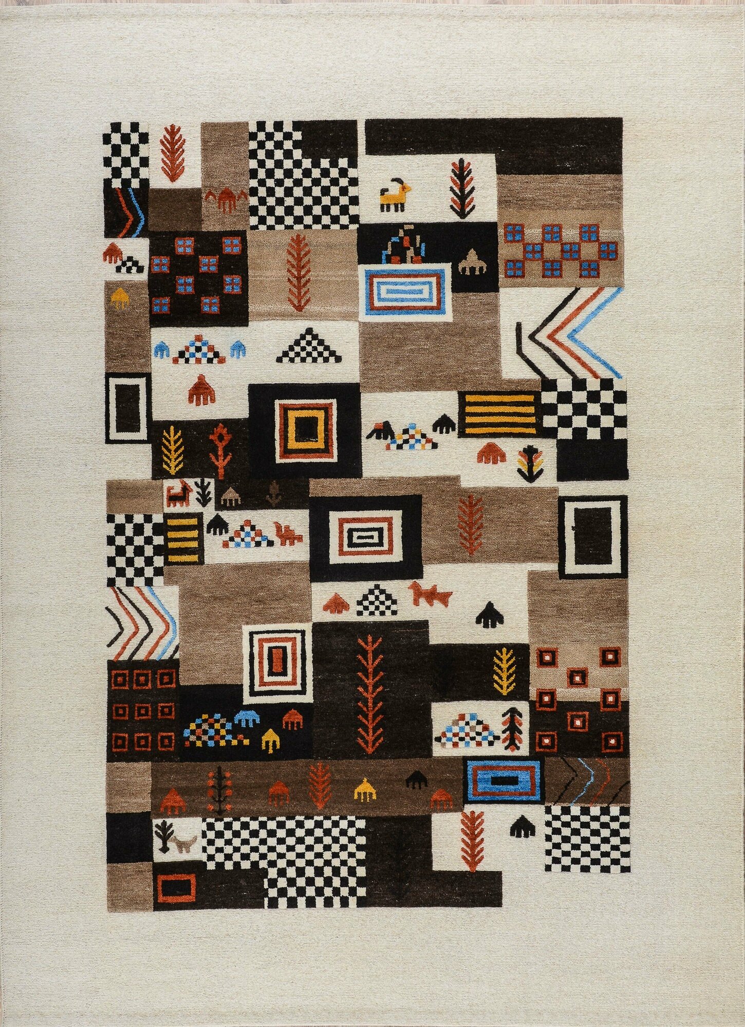 Индийский современный Ковер-Килим ручной работы, 174х238 см.