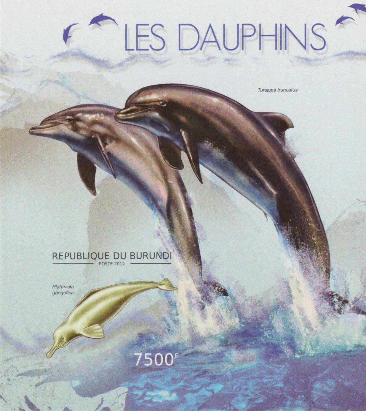 Почтовые марки Бурунди 2012г. "Фауна - Дельфины" Дельфины MNH