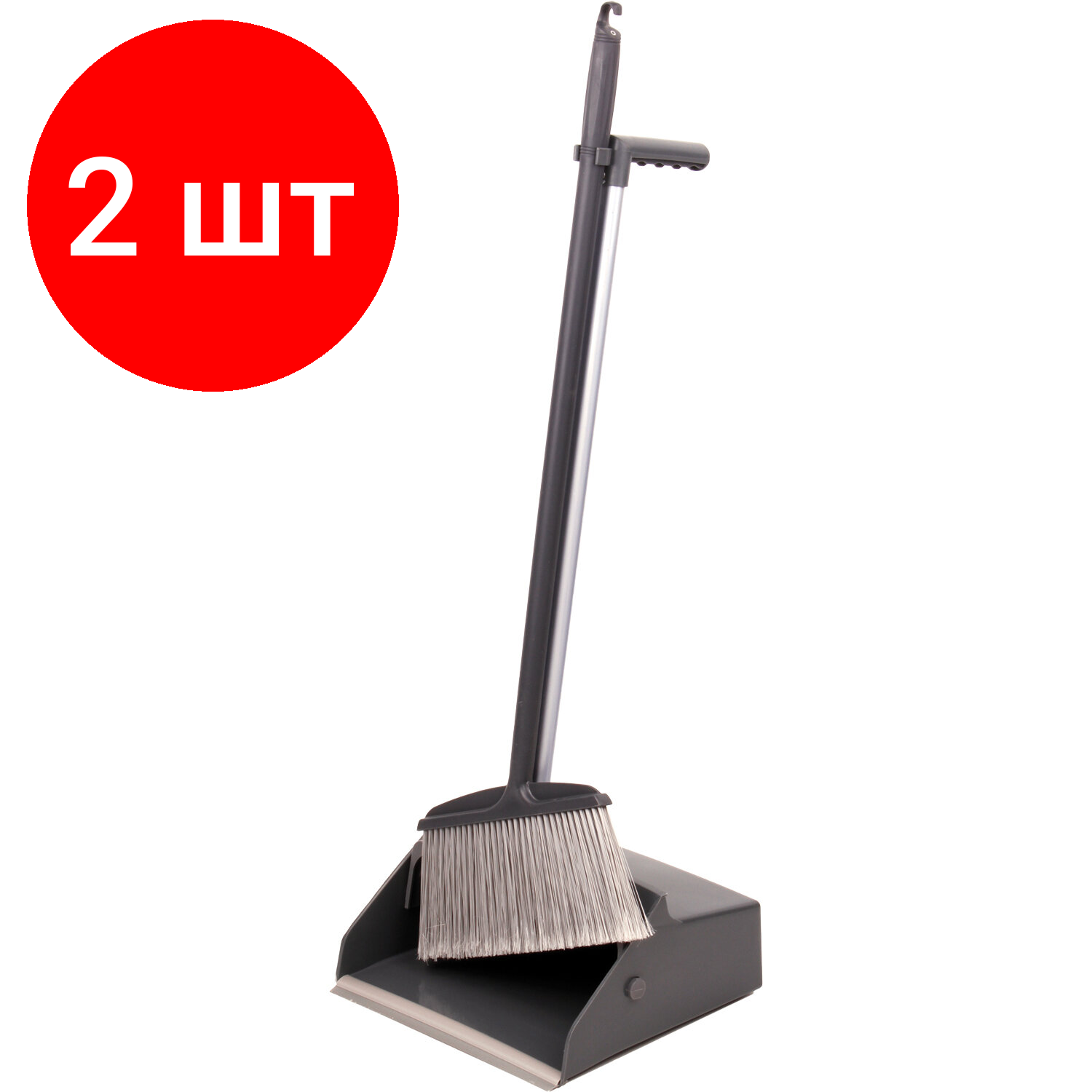 Комплект 2 шт, Совок для мусора закрывающийся + щетка, на рукоятках по 80 см (помещение/улица) LAIMA PROFESSIONAL, 606663