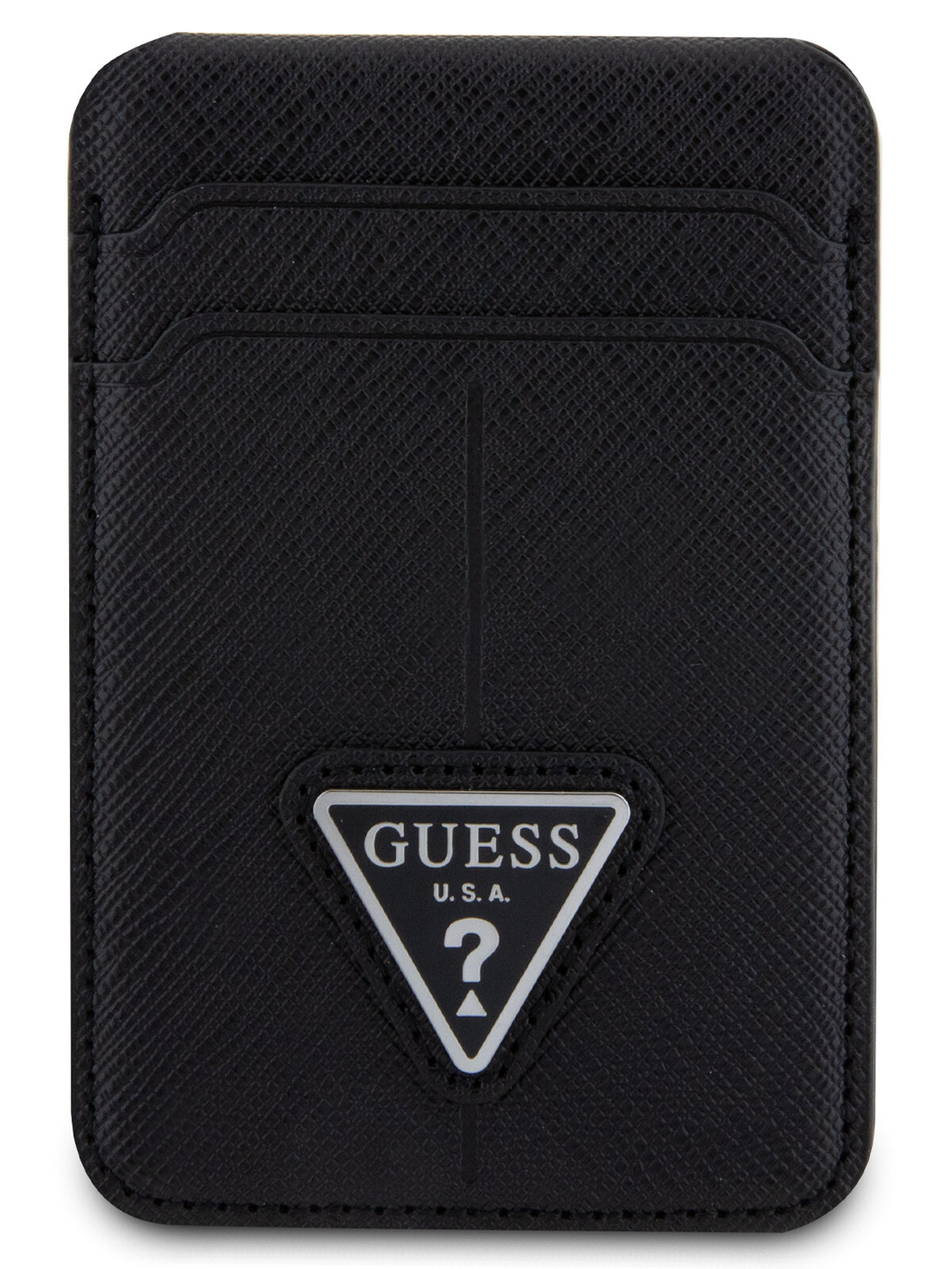 Guess магн. бумажник Wallet Cardslot MagSafe PU Saffiano Triangle metal logo Black