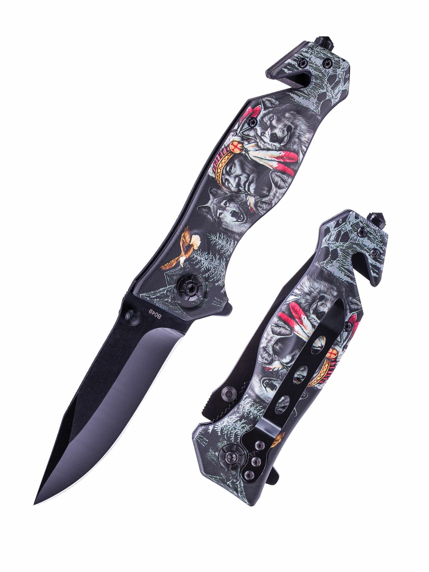 Нож Boker, складной, Acid Stone Washed, нержавеющая сталь, рукоять металл/резина, 10 см
