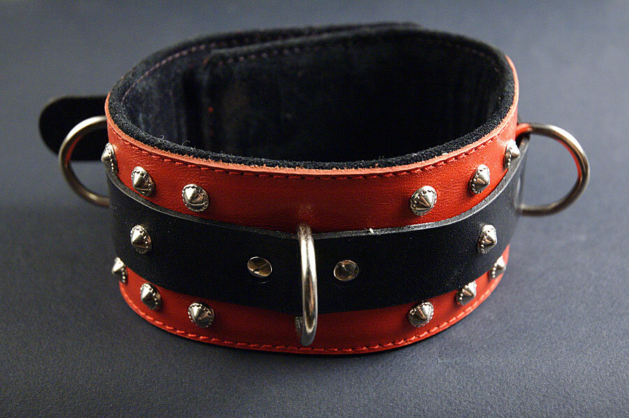 Ошейник Beastly, широкий, черный/красный