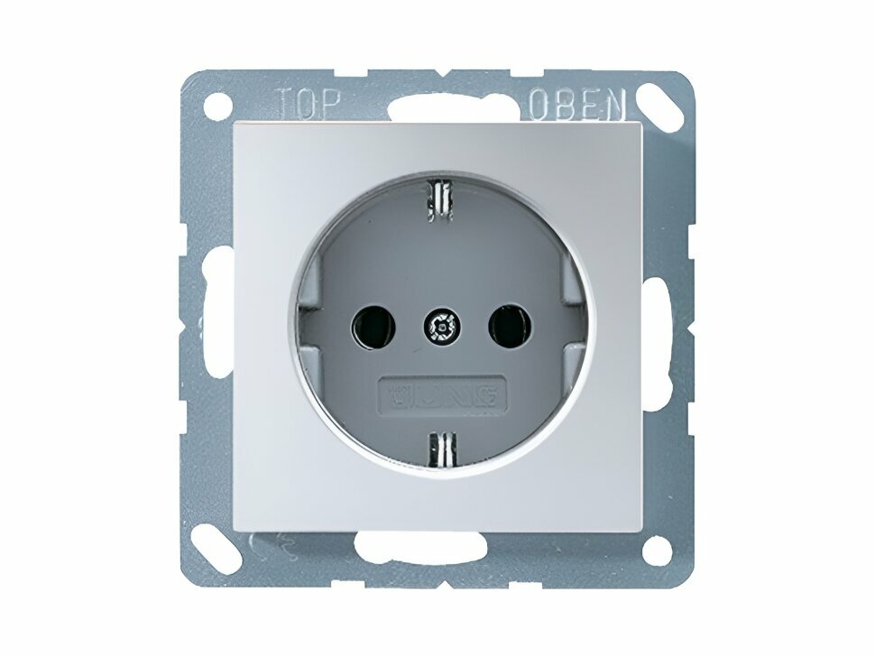 Jung A500 Розетка с/з 1-ая Алюминий (Германия)