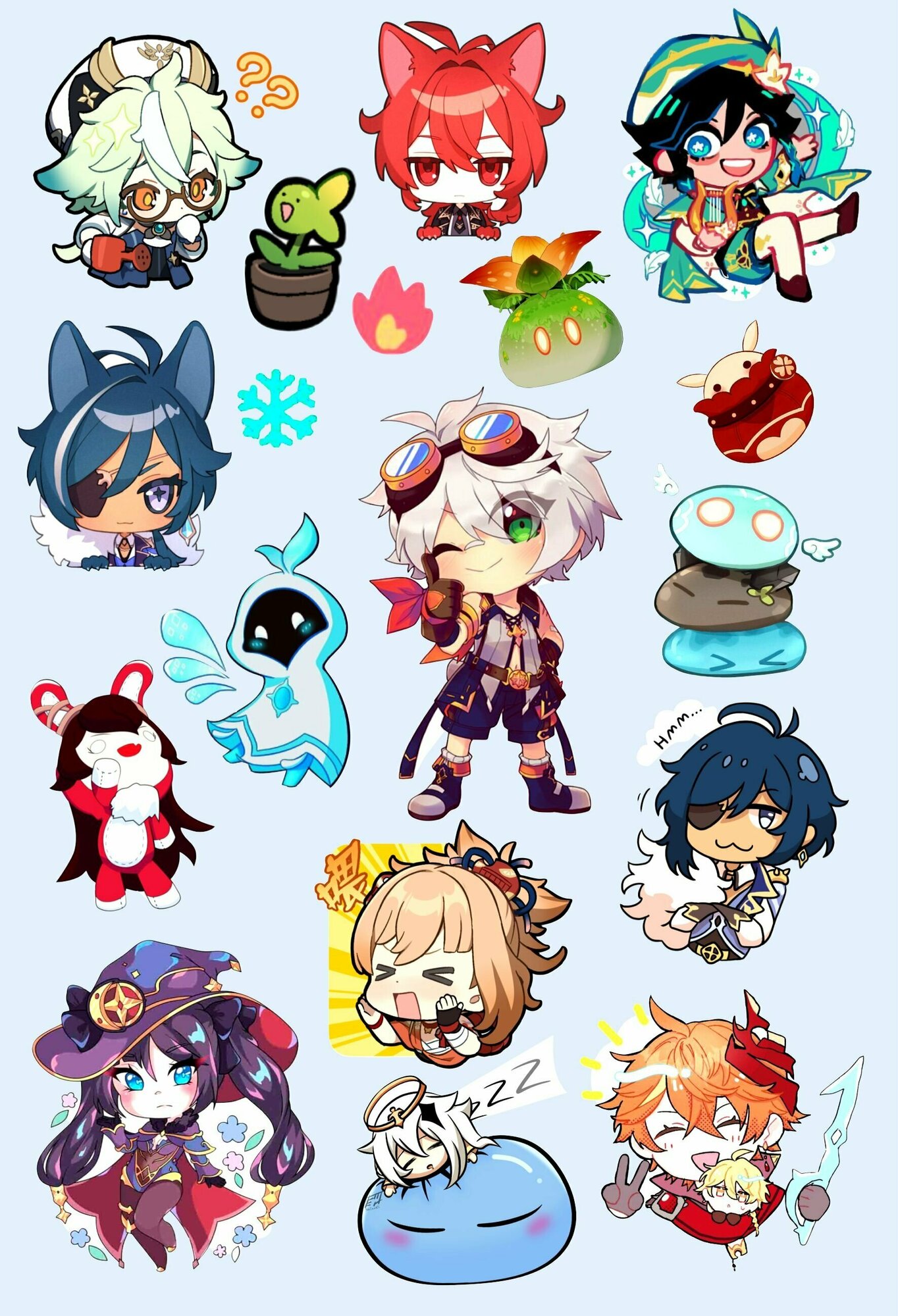 Геншин наклейки аниме стикеры Genshin