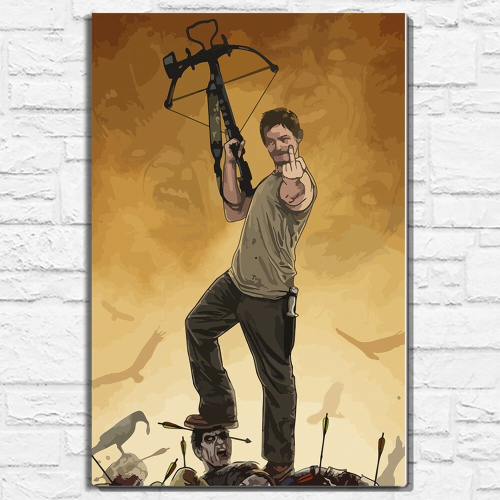 Картина по номерам на холсте сериал Walking Dead (Ходячие мертвецы, Дэрил) - 13660 В 60x40