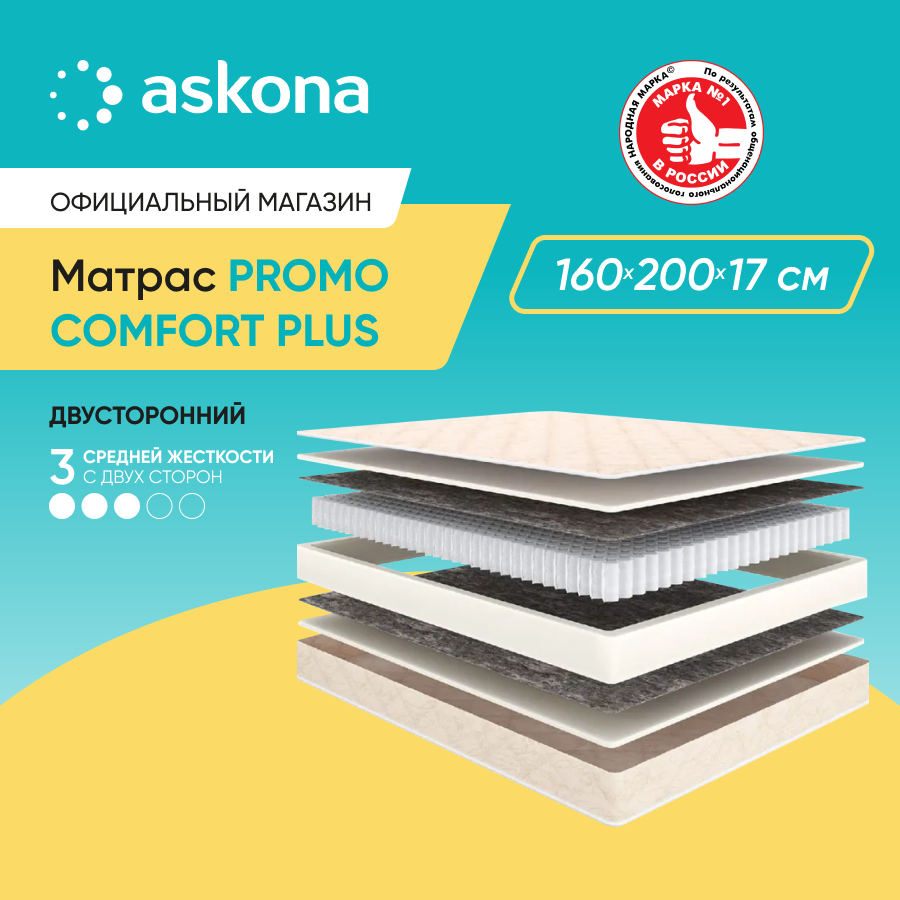 Матрас анатомический Askona (Аскона) COMFORT PLUS 160х200 — купить в ...