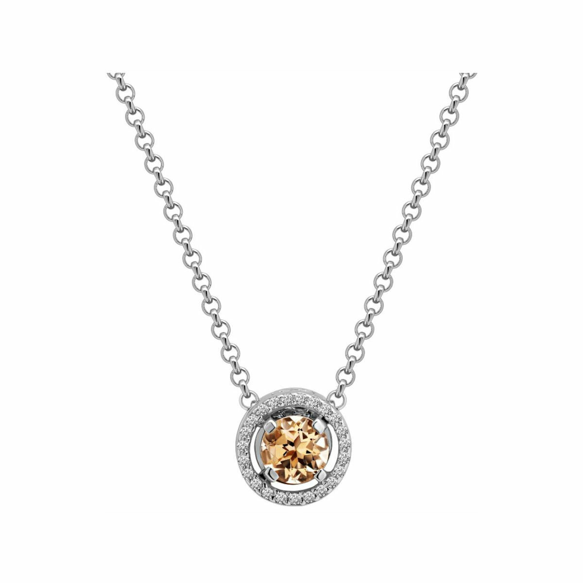 Колье, белое золото, 585 проба, бриллиант, гелиодор