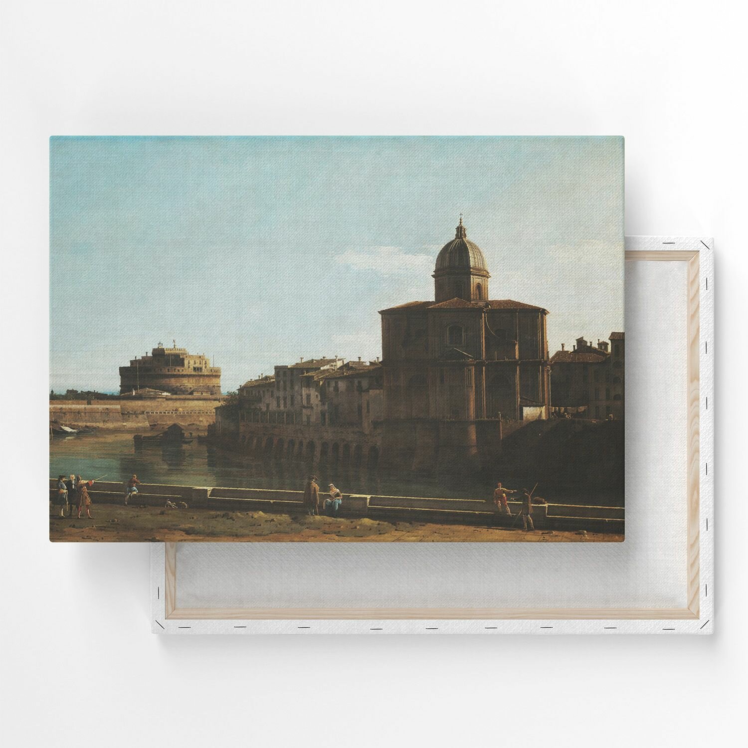 Картина на холсте, репродукция / Бернардо Беллотто - The Tiber with the Church / Размер 60 x 80 см