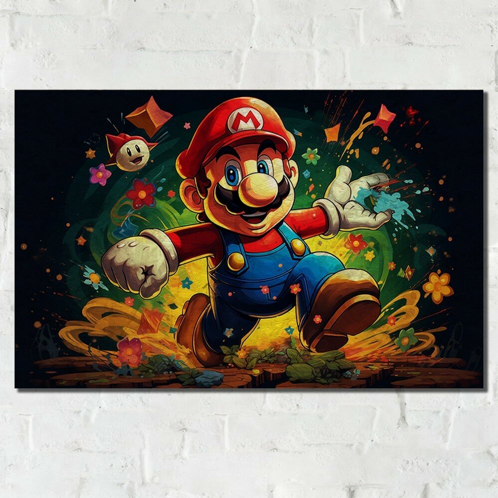 Картина интерьерная на рельефной доске игра Mario (Switch, PC, XBOX, PS, супер марио) - 13729 Г