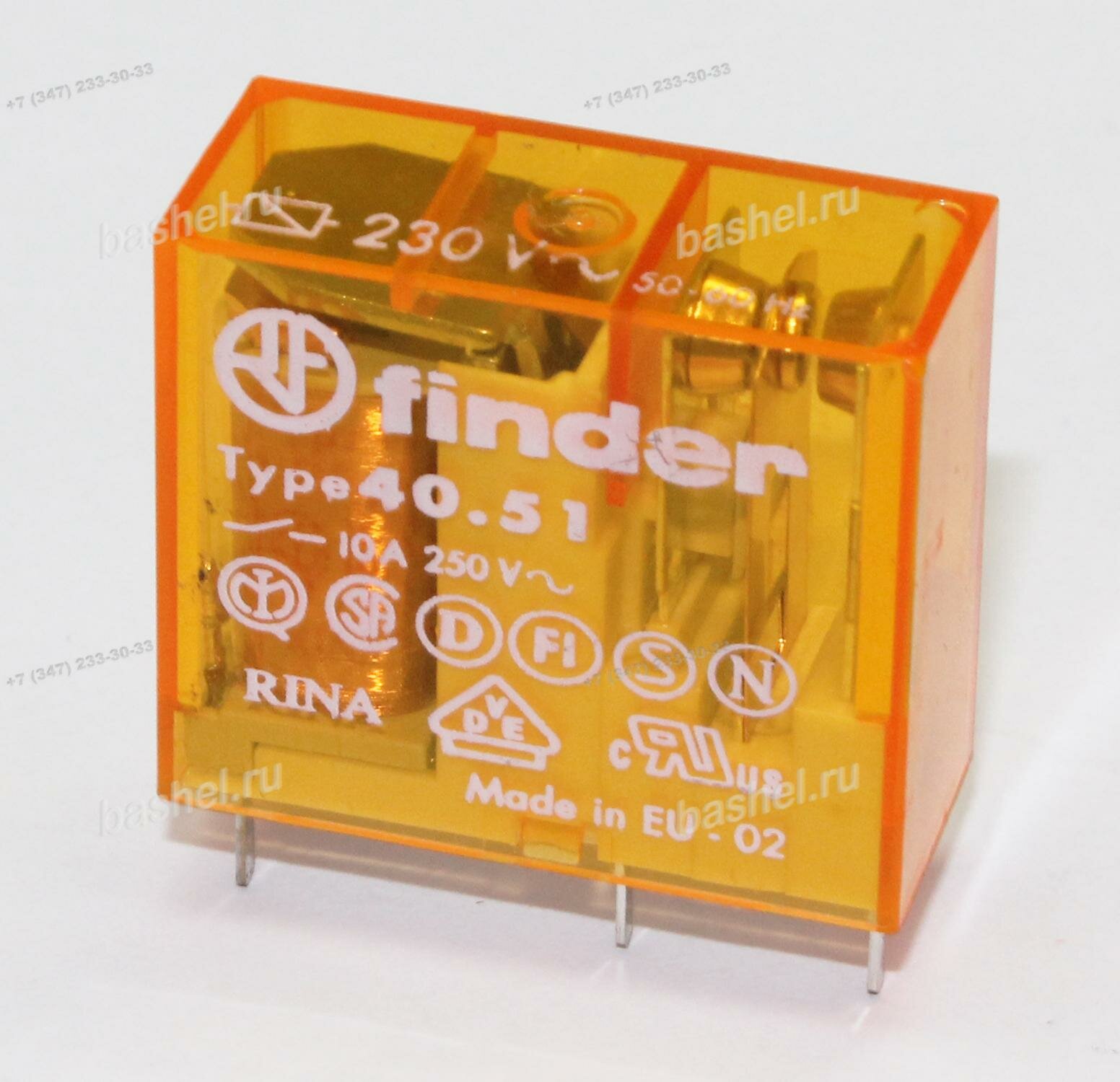 RELAY 405182300000 230V 10A, Реле, 40, FINDER, (упр:230В/AC, комм: 10A/250В/AC, 1NO/1NC, AgNi, R-coil:28 кОм)