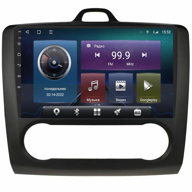 Магнитола CRS-300 Ford Focus 2 с климатом (черная рамка) с Android 14 - Процессор 8 ядер - Память 6+128Gb - Carplay - DSP 36 полос - 4G(Sim)