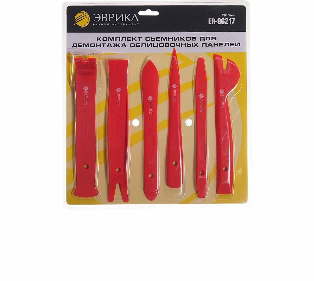 Набор съемников ER-86217 для демонтажа облицовочных панелей, 6 шт. Эврика