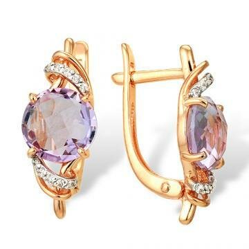 Серьги, красное золото, 585 проба, родирование, бирюза синтетическая, фианит