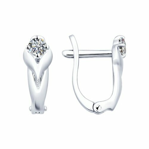 Серьги, серебро, 925 проба, родирование, фианит