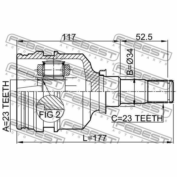 Ремкомплект шруса внутренний для автомобиля Toyota, FEBEST 0111-001 (1 шт.)