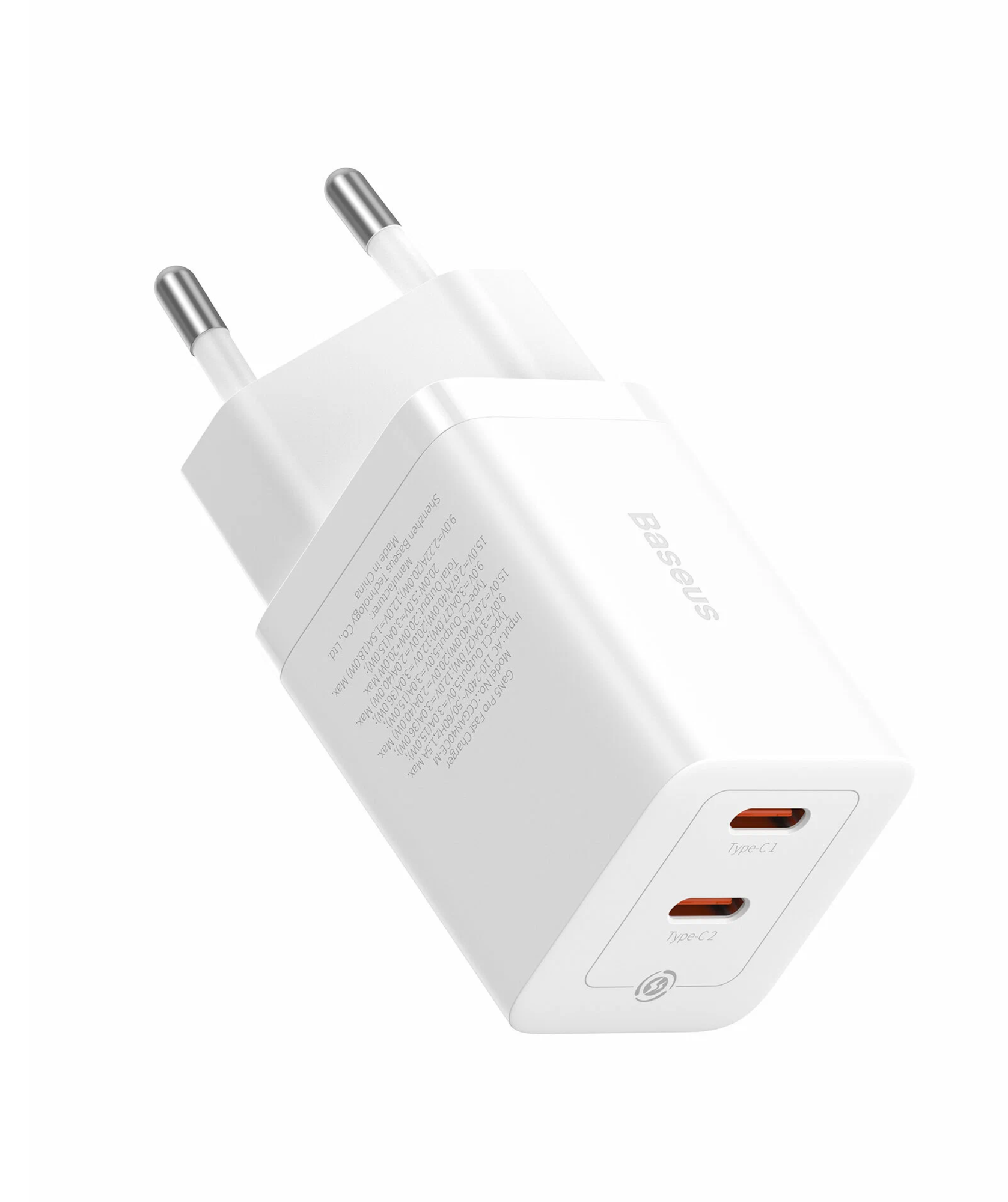 Зарядное устройство Baseus GaN5 Pro Fast Charger C+C, 40W, Белый, CCGP180102