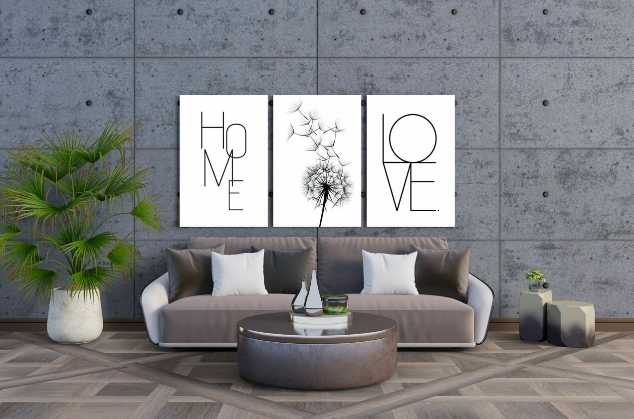 Картина интерьерная модульная на стену на натуральном хлопковом холсте большая в комнату, 3 модуля 30х40 см