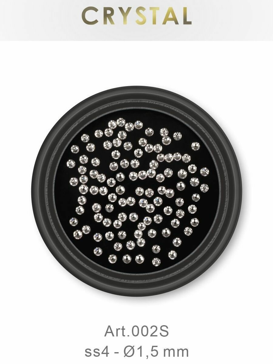 Стразы для дизайна ногтей Crystal ss4 прозрачные, 002 S, 100 шт.