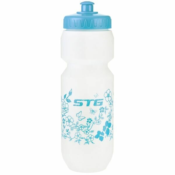 Велофляга STG 800мл CSB-532L белая, с голубым рисунком