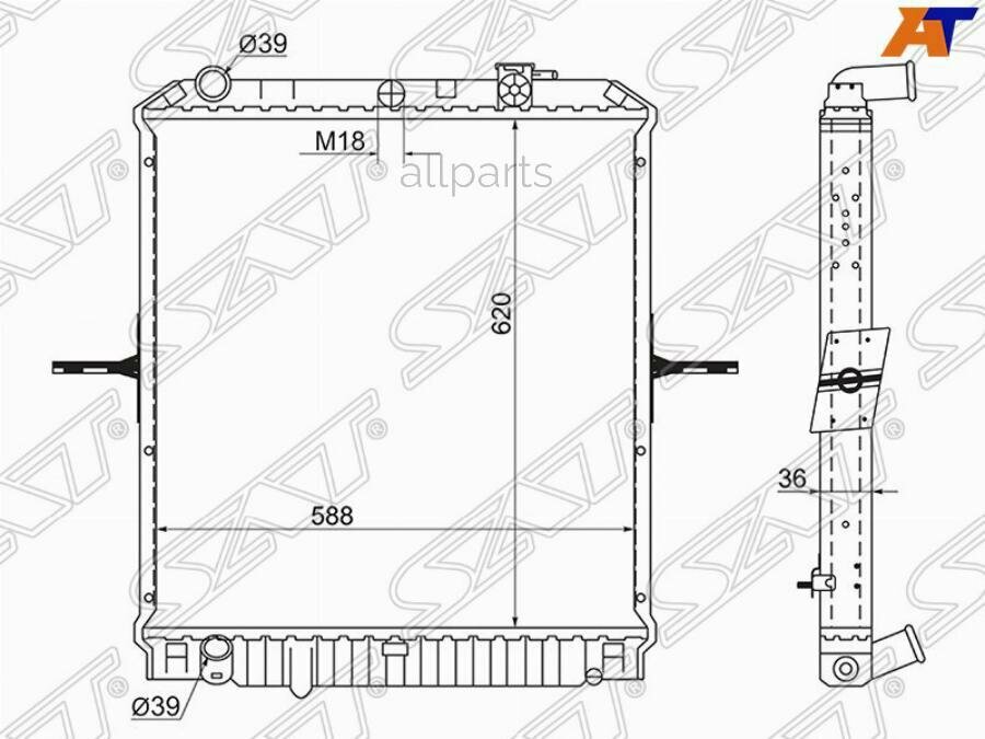 SAT IS0002-3 Радиатор Isuzu ELF NPR\NQR 93-06