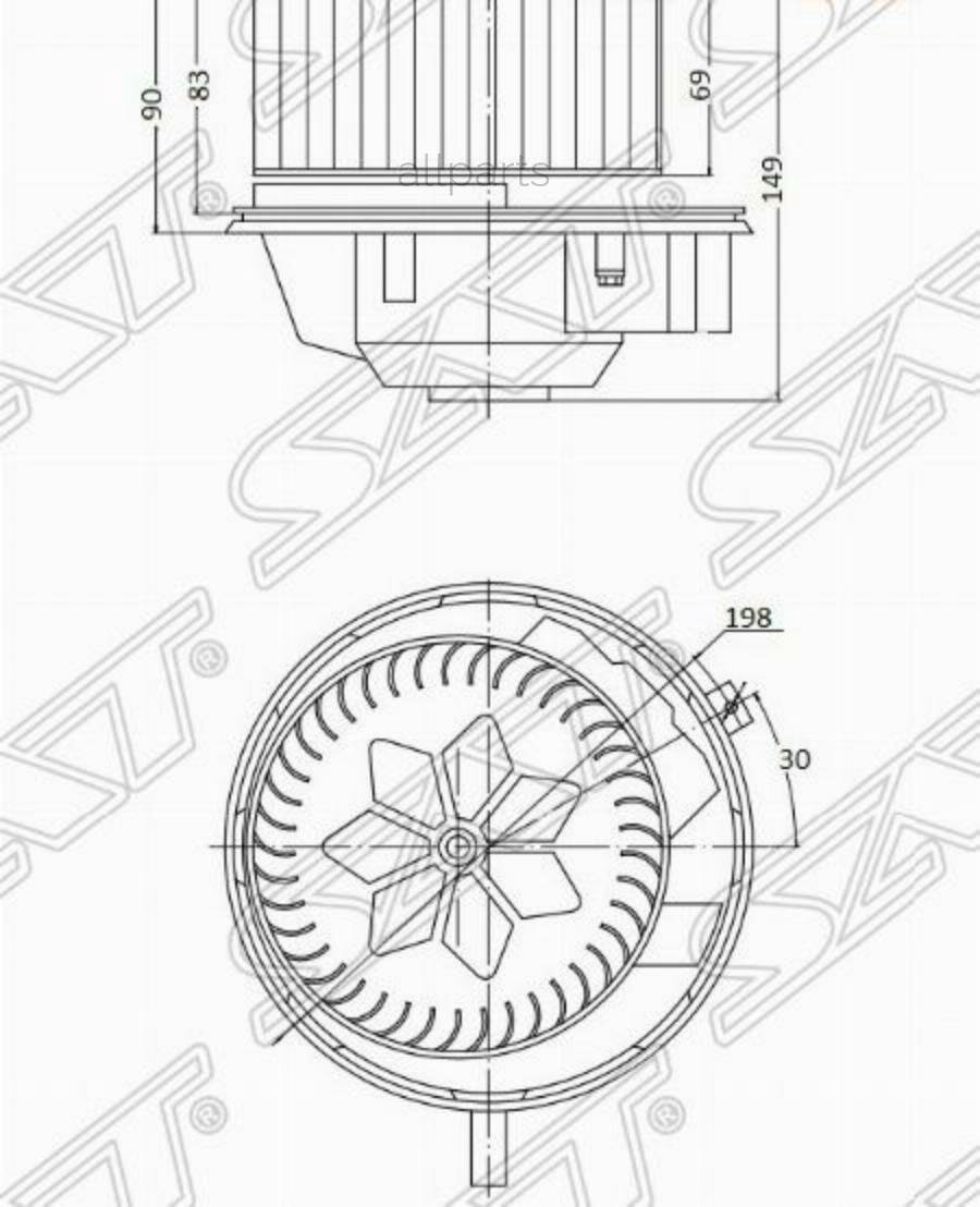 SAT ST-1K1820015L Мотор отопителя салона (Левый руль) Audi A3 03-13 / Q3 11-19