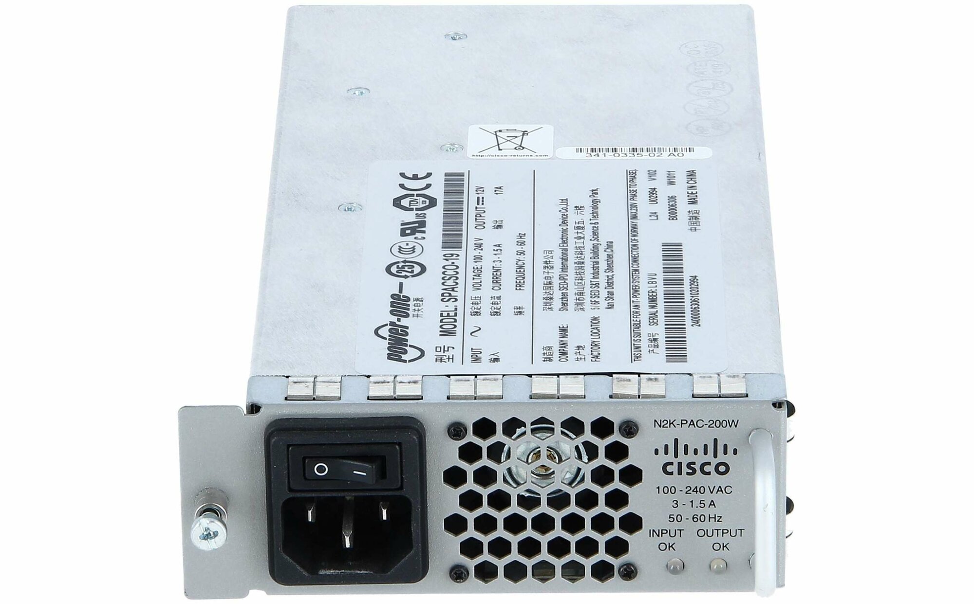Блок питания Cisco N2K-PAC-200W 100-240 В 200 Вт для Nexus 2148T