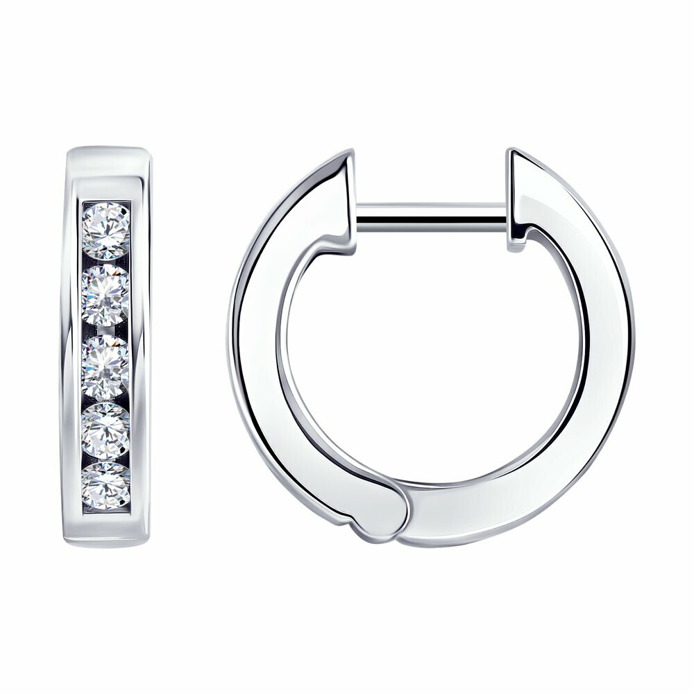 Серьги конго, белое золото, 585 проба, бриллиант