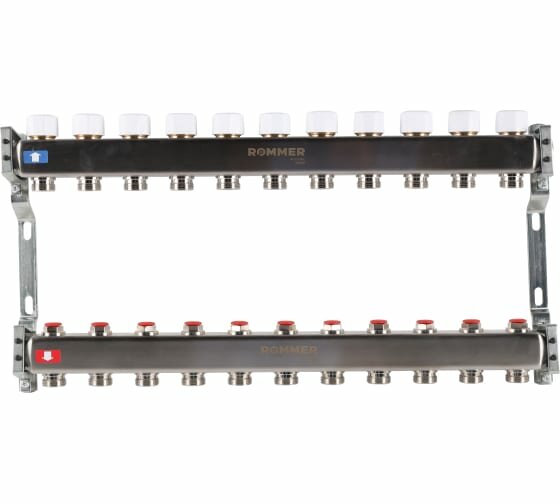 Коллектор из нержавеющей стали без расходомеров ROMMER 11 выходов RMS-3200-000011