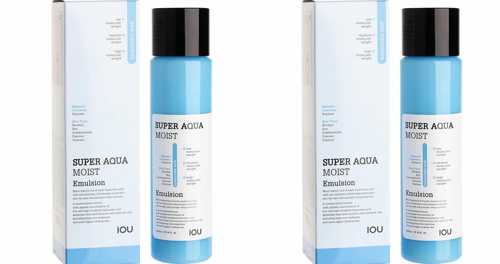 WELCOS Эмульсия для лица увлажняющая с гиалуроновой кислотой, 300 мл, 2 шт