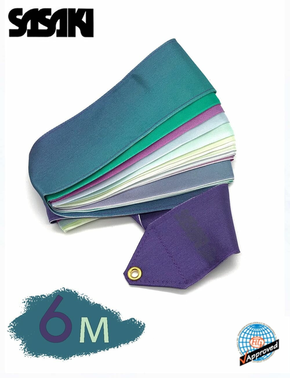 SASAKI Лента М-71AG 6м 017(Фиолетовый-Изумрудный-Фуксия-Желтый) FIG