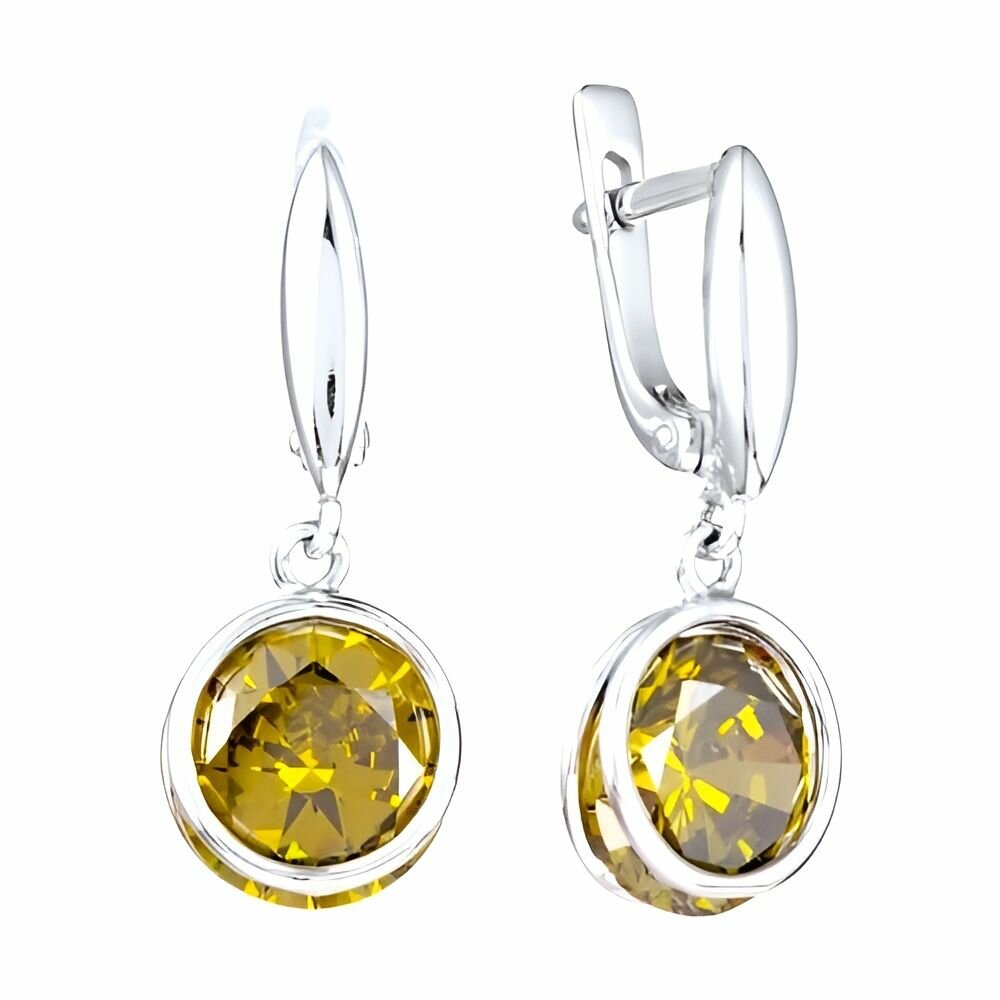 Серьги, серебро, 925 проба, родирование, фианит