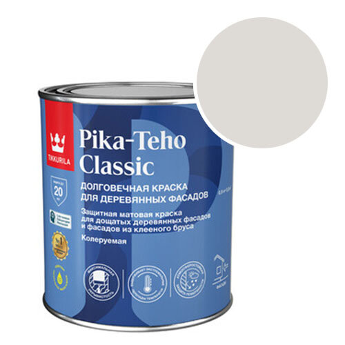 Краска фасадная по дереву Tikkurila Pika-Teho Classic водно-дисперсионная RAL 9002 (Серо-белый - Grey white) 0,9 л