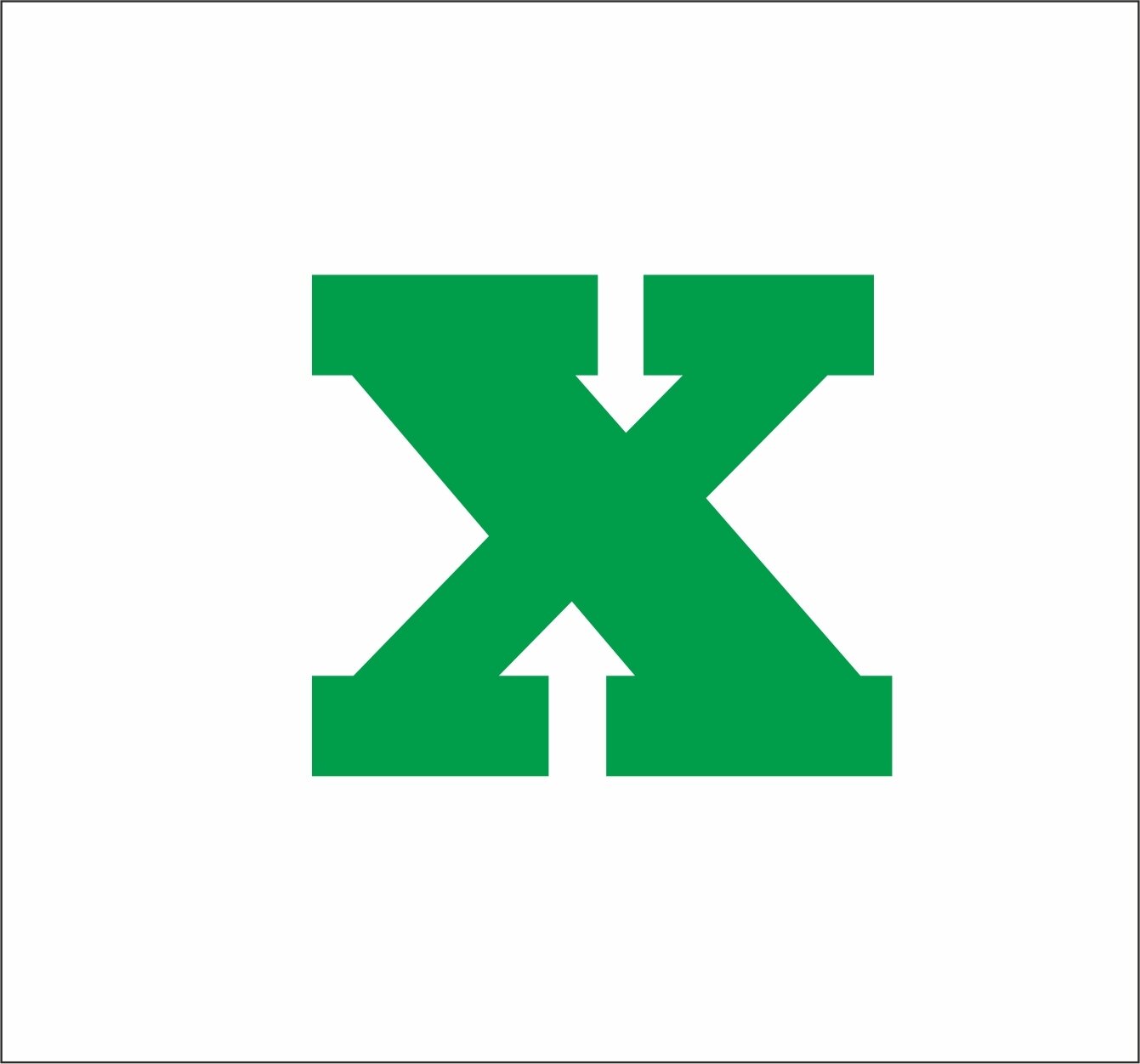 Буква Х из акрила для вывесок 5 см / шрифт 6 зеленый