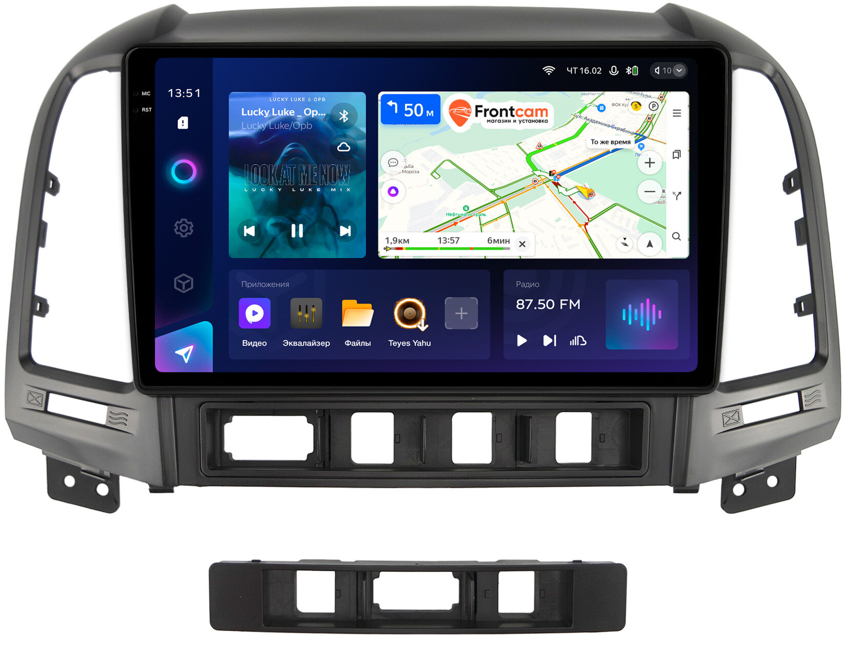 Штатная магнитола Hyundai Santa Fe 2 2005-2012 Teyes CC3 2K 4/32 9.5" RM-9052 Android 10 (4G-SIM, DSP, QLed)
