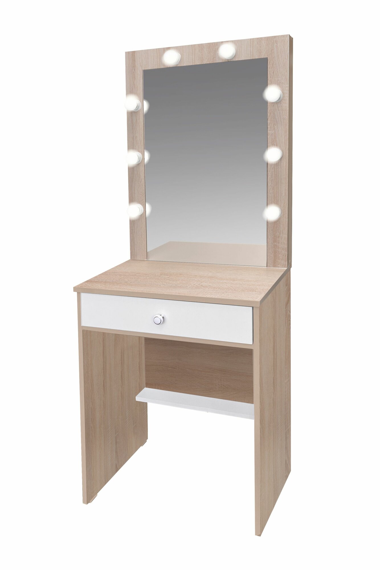Туалетный столик с зеркалом ТС-8, 155х60х39 см, цвет Дуб сонома/Белый, ЛДСП