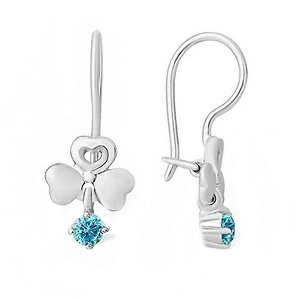 Серьги, серебро, 925 проба, родирование, фианит