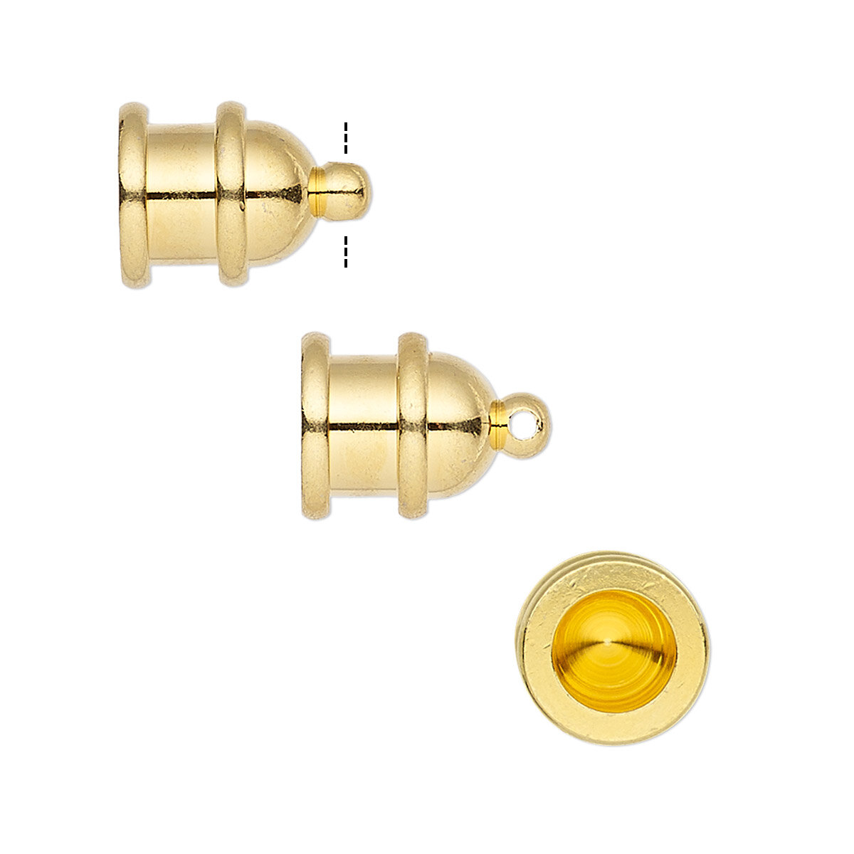 Концевики 13х10мм (внутренний размер 6мм), TierraCast, Пагода, клеевые, для шнура, базовый материал - оловянный сплав, позолоченные, пара